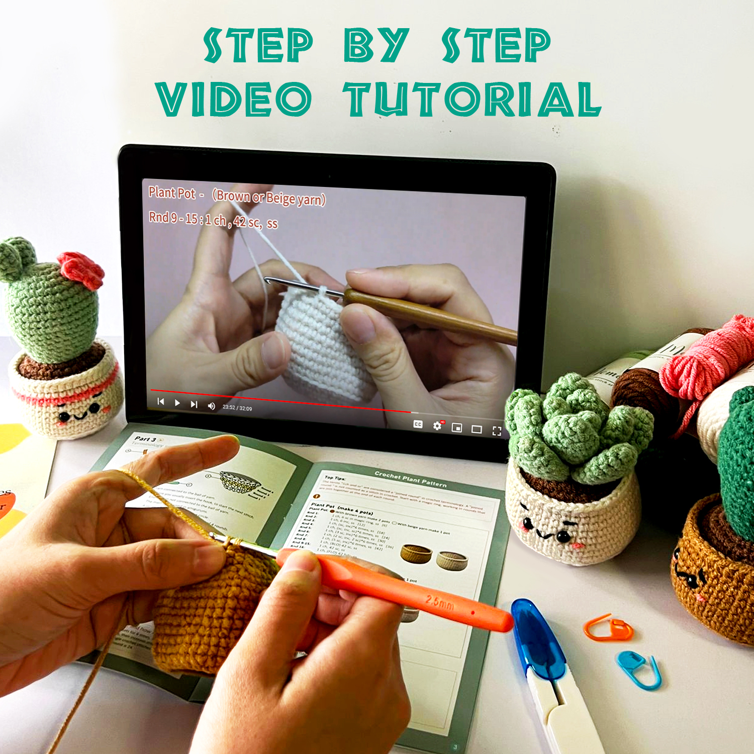 Crochet Kit for Beginners, Learn to Crochet Step-by-Step Video Tutorial