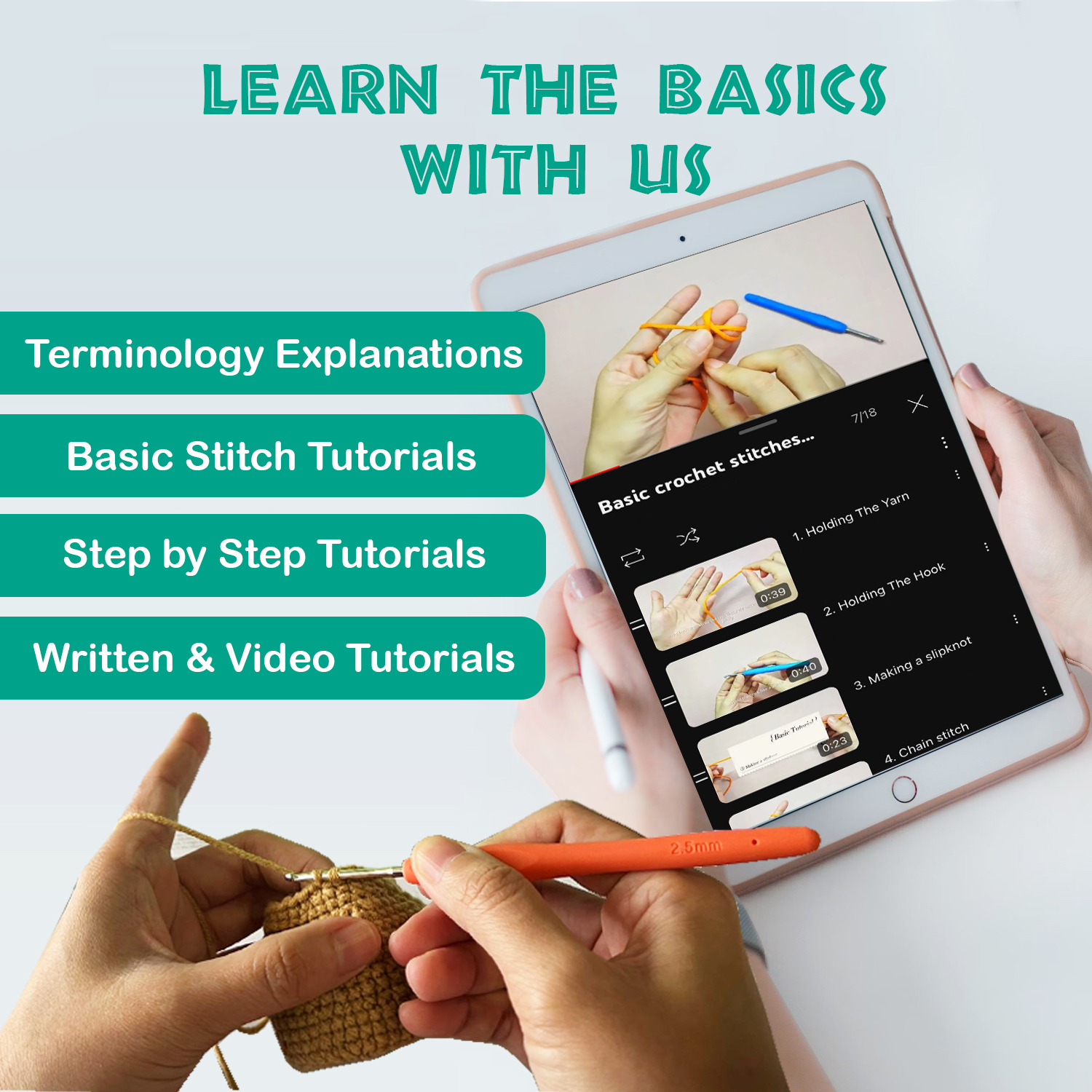 Crochet Kit for Beginners, Learn to Crochet Step-by-Step Video Tutorial